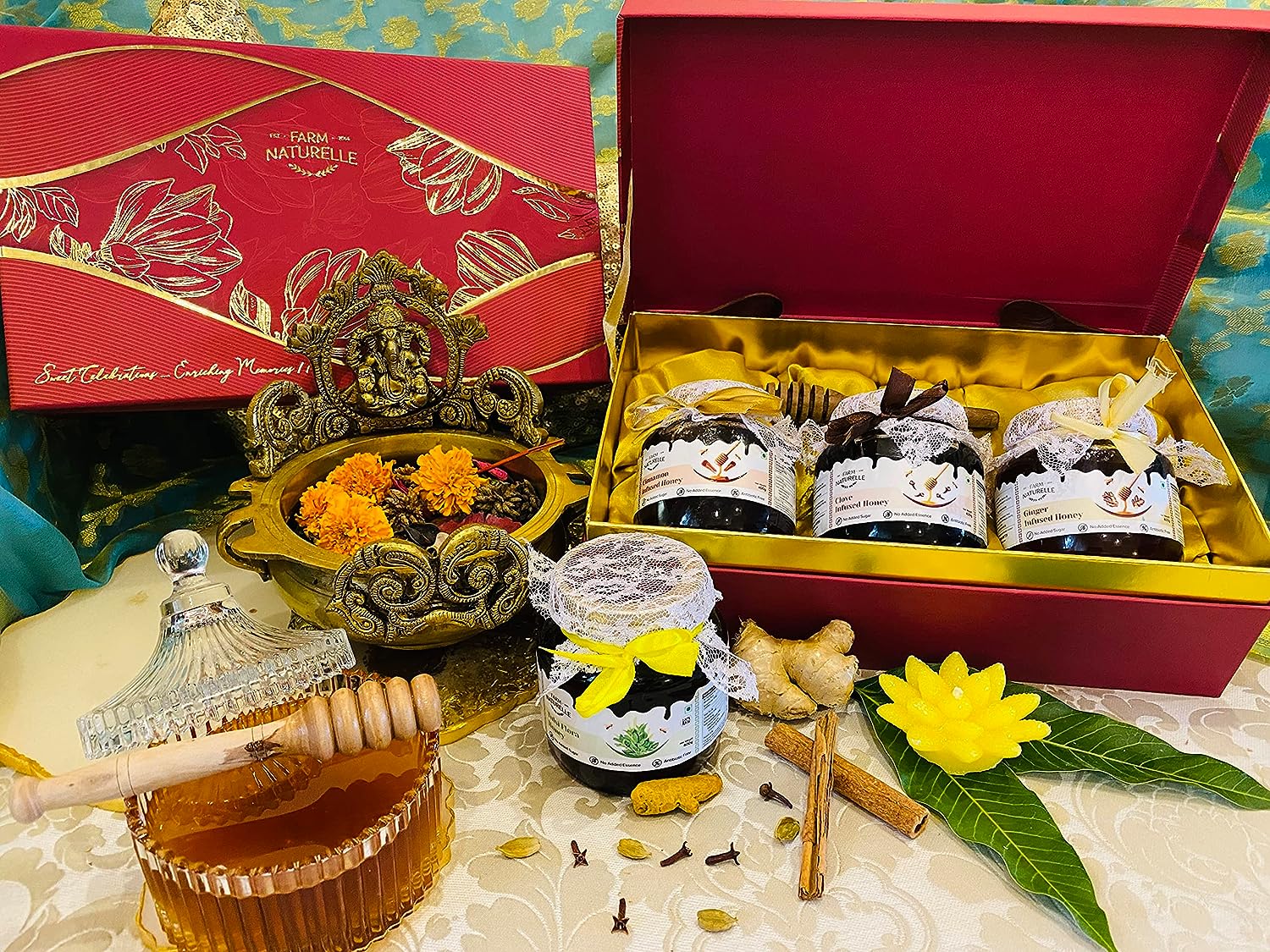 Buy Stunningly Beautiful Red Color Diwali Gift Box 400gmx3 Infused ...