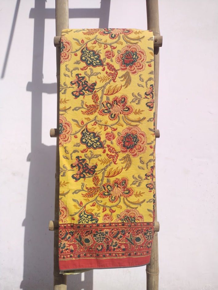 Buy Yellow Bagh Cotton Block Printed Double Bed Sheet Online - Gift Indeed